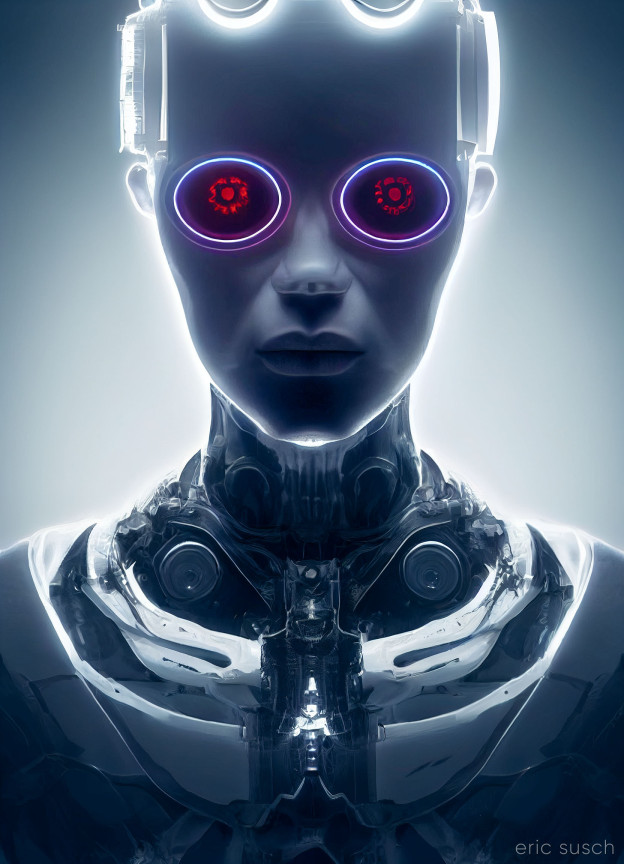 Midjourney “thinks” and creates a portrait of a cyborg with an ...